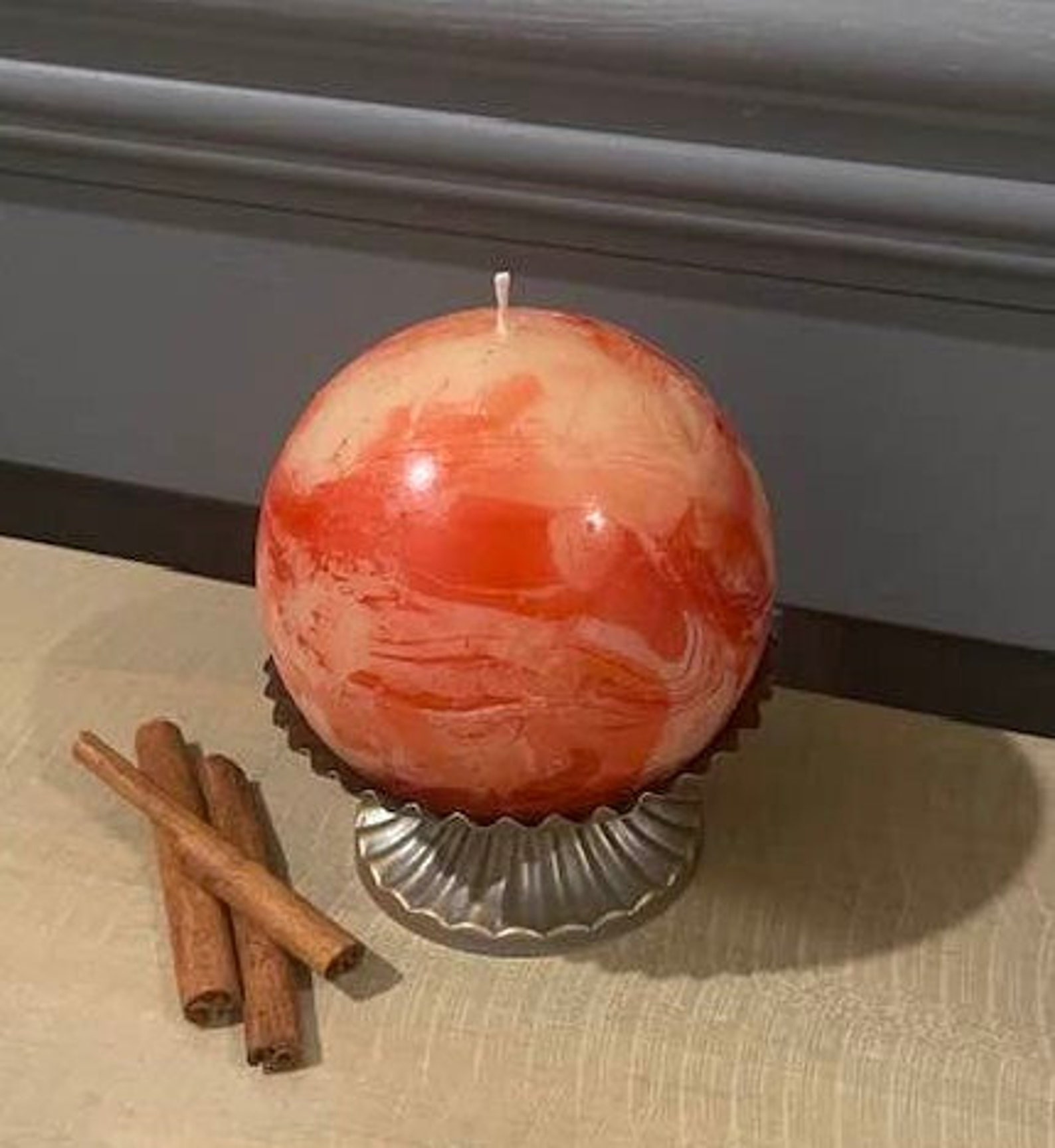 Large Marble Sphere Candle Cinnamon Fragrance Oil Scented - Etsy