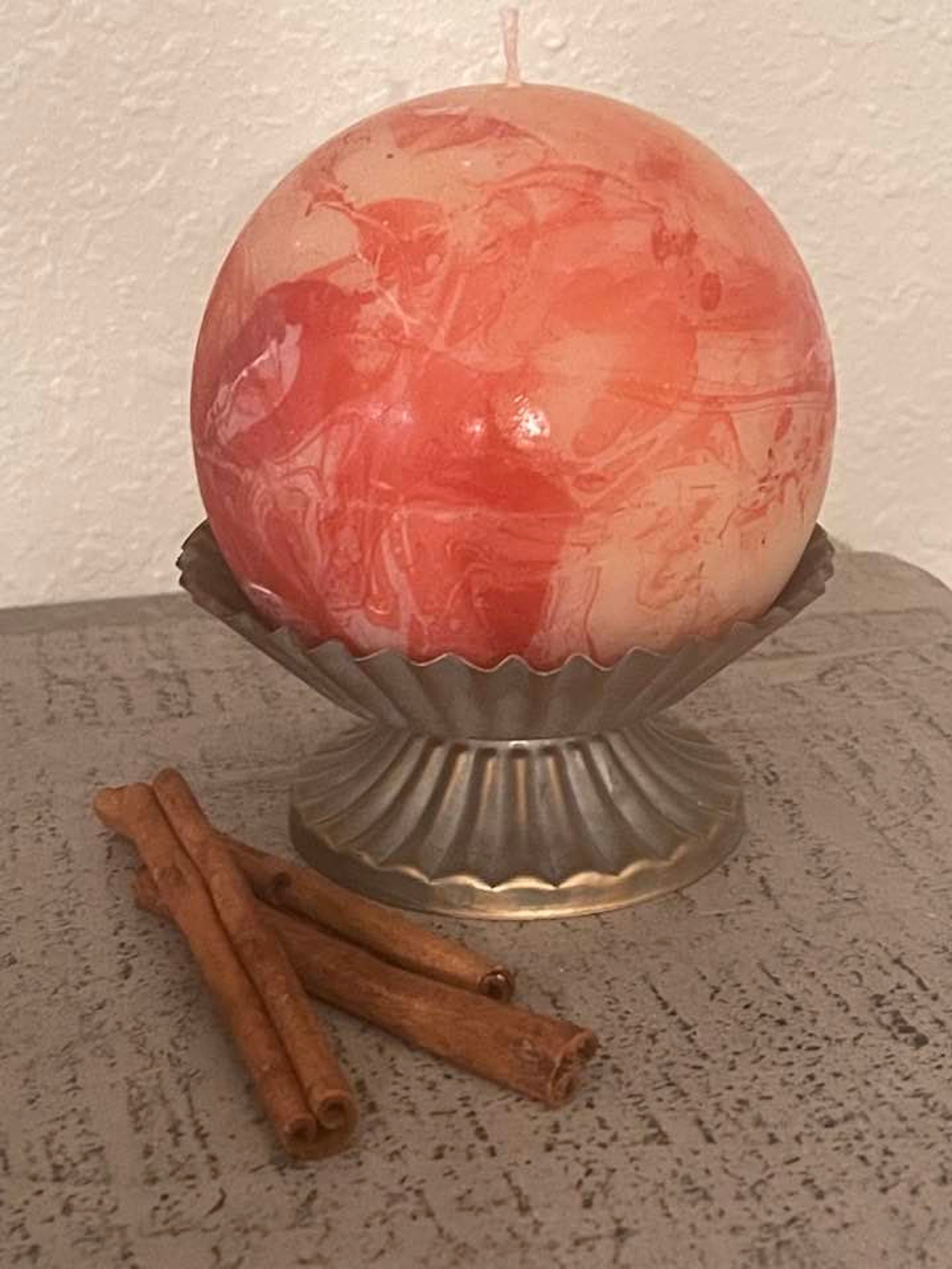 Large Marble Sphere Candle Cinnamon Fragrance Oil Scented - Etsy