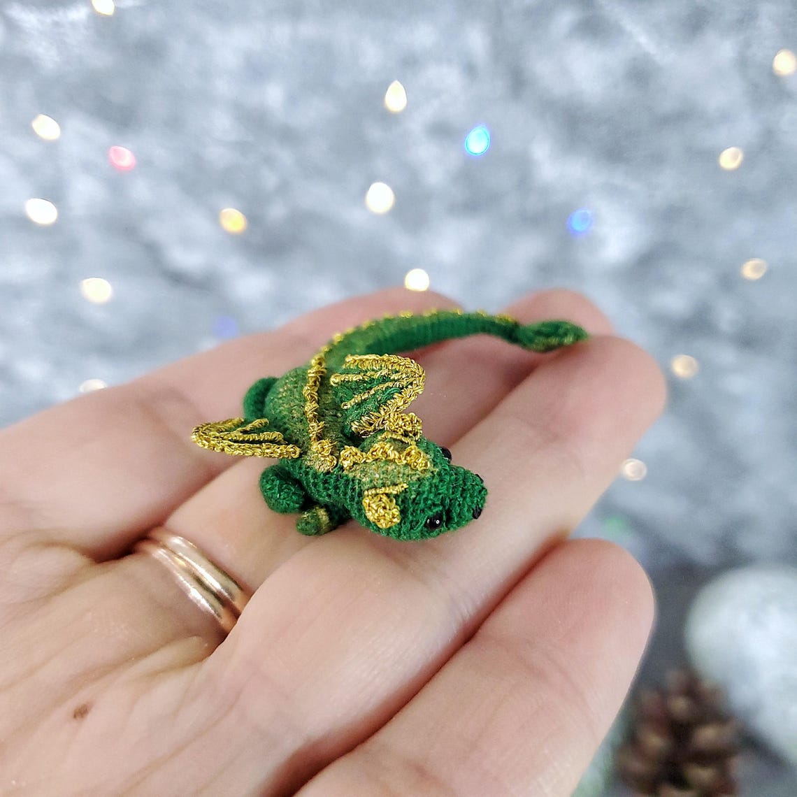 Custom Crochet Micro Dragon in Walnut Shell: Miniature Collectible ...