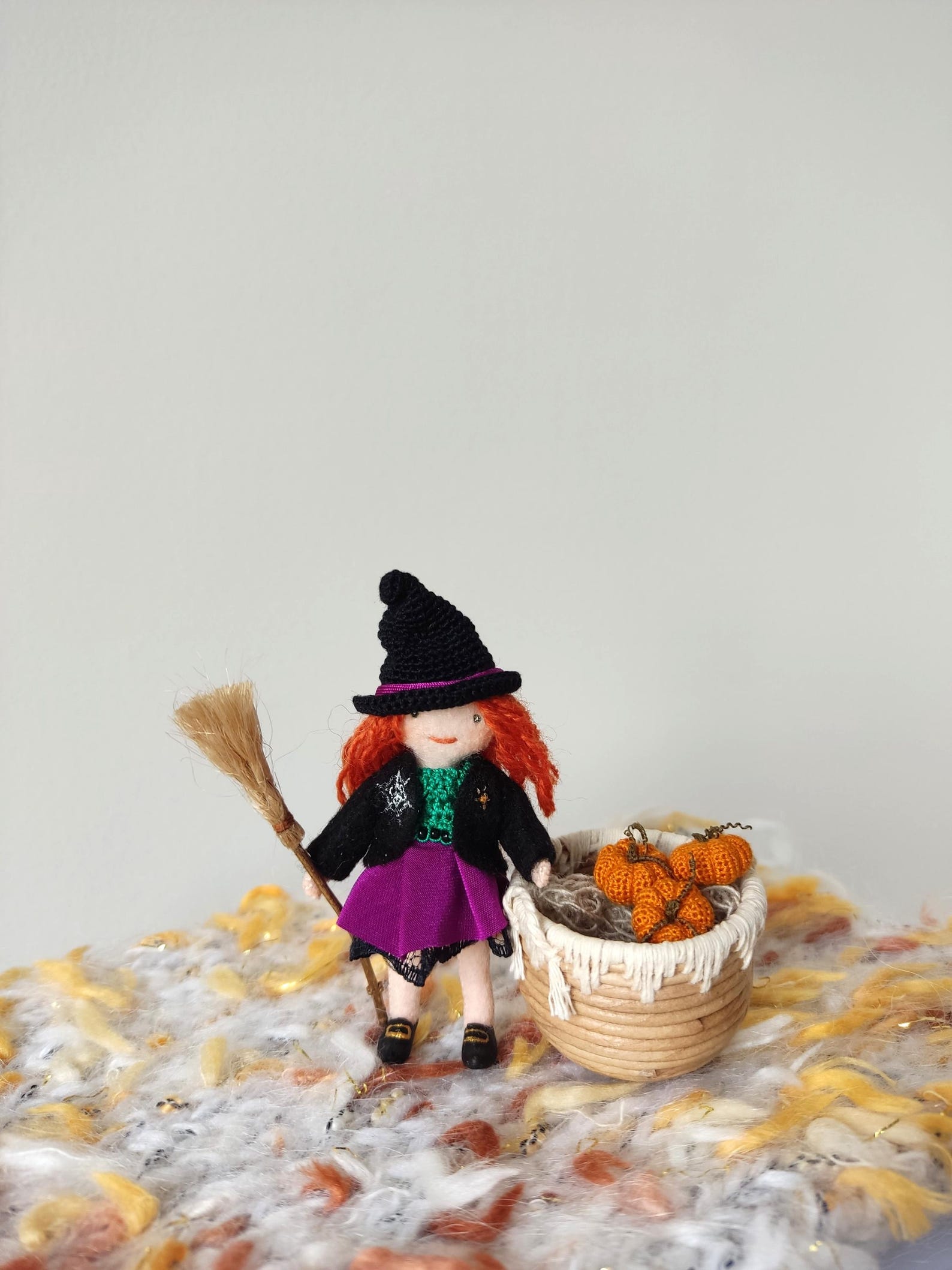 Mini Felt Witch Doll: Handmade Halloween Decor (2.5 Inch) - Etsy