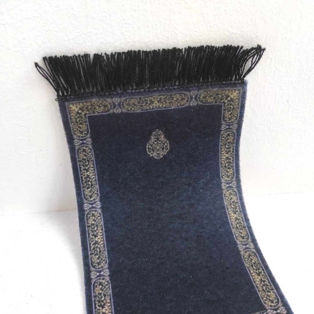 Muslim Prayer Rag for Dollhouse, Miniature Tiny Carpet. Black and Gold ...