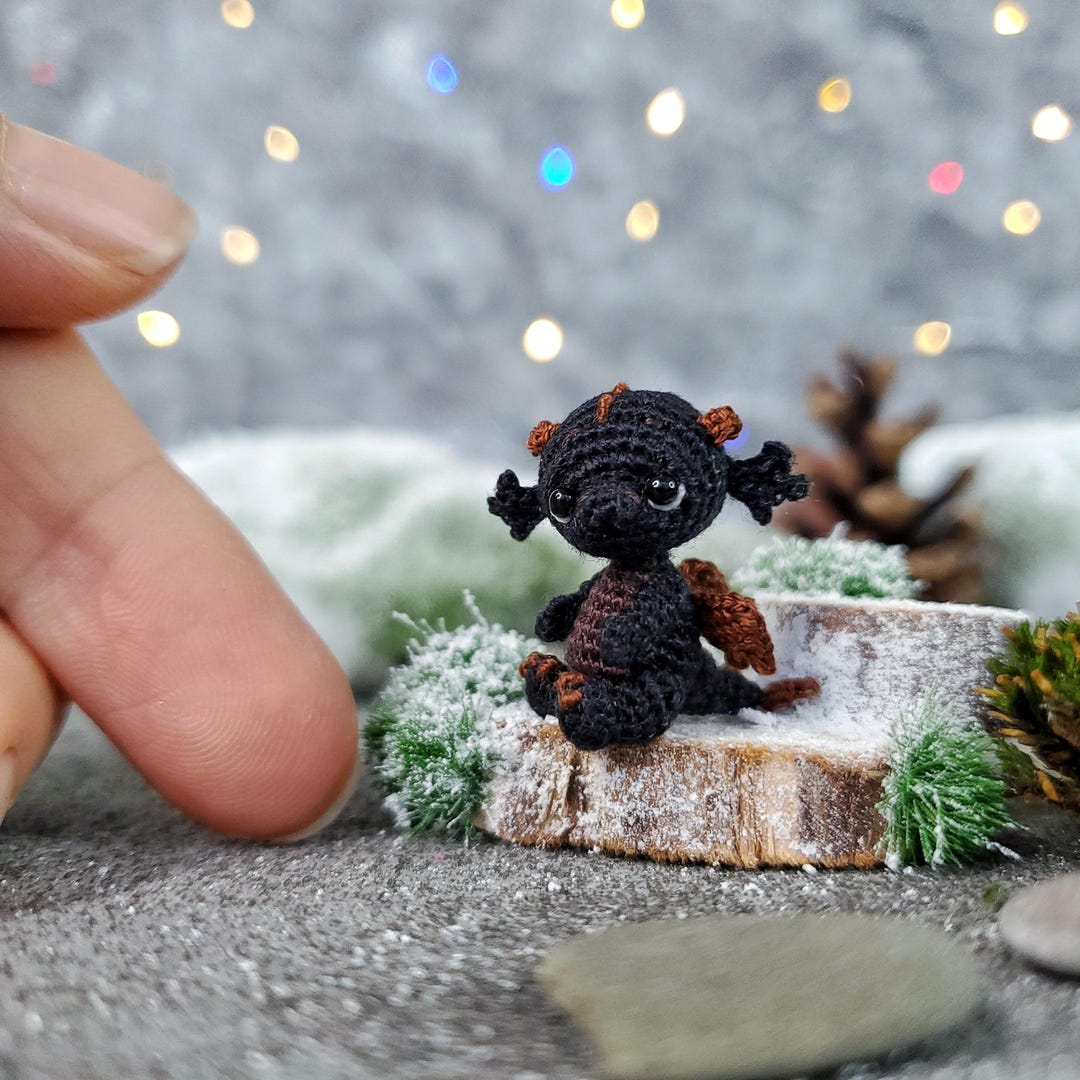 Custom Micro Baby Dragon in Walnut. Dollhouse Miniature Tiny Dragon ...