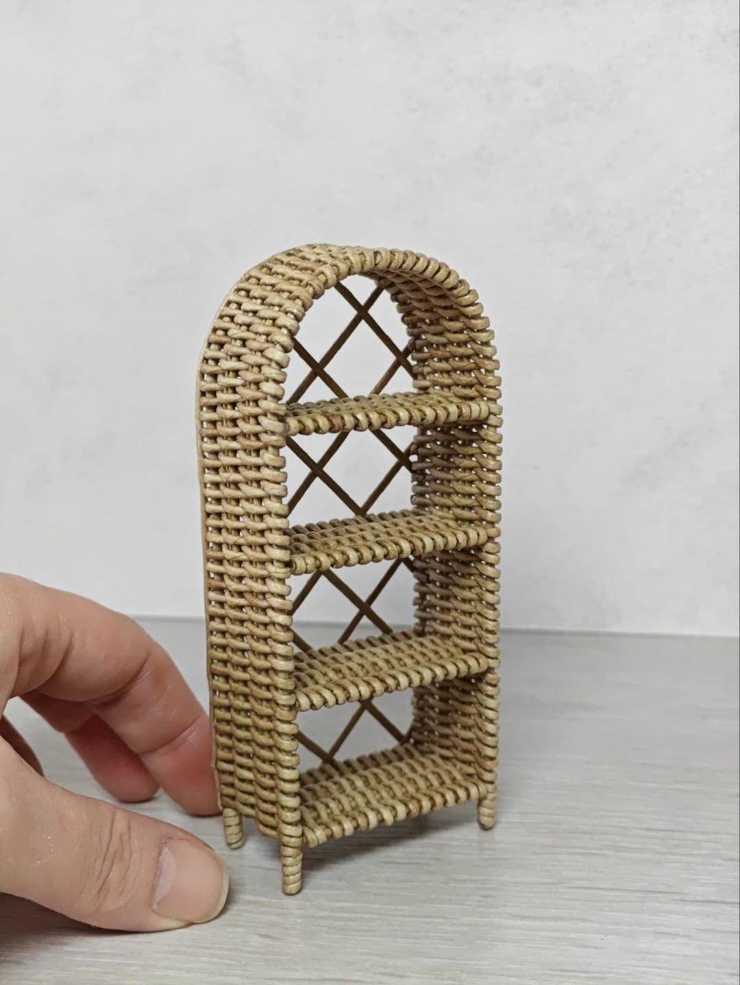 1:12 Miniature Dollhouse Wicker Arch Storage Bookshelf. Interirior for ...