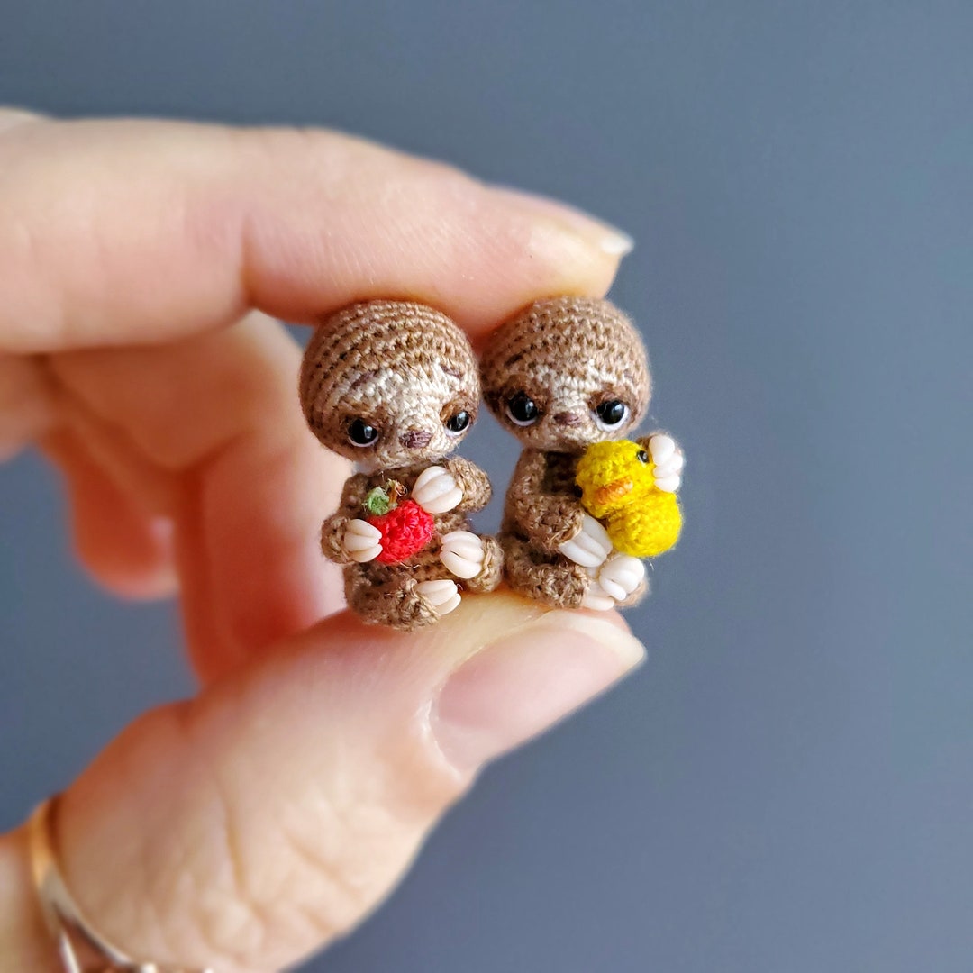 Custom Micro Crocheted Sloth Dollhouse Miniature Tiny Sloth. Doll Pet ...