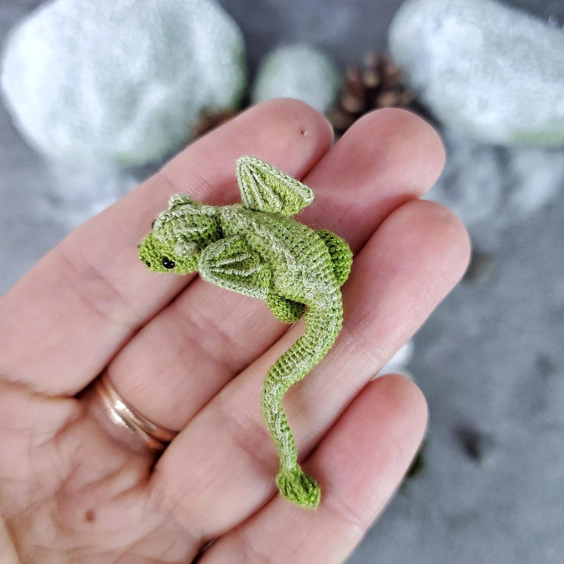 Custom Crochet Micro Dragon in Walnut Shell: Miniature Collectible ...
