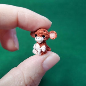 Custom Micro Crochet Monkey Miniature, Dollhouse Zoo Amigurumi Animal ...