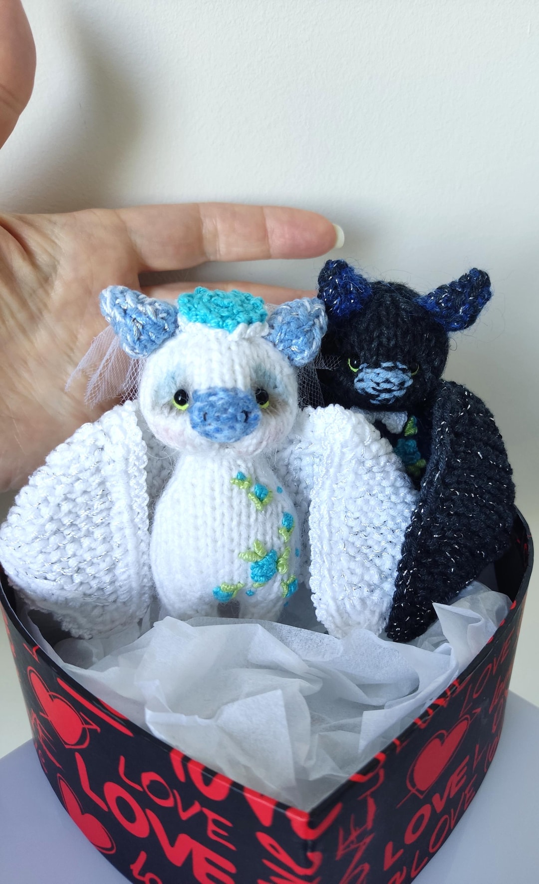 Stuffed Cute Bats: Bridge and Groom. Kawaii Toy Bat. Knitted Doll Bat ...