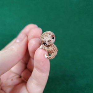 Custom Micro Sloth in a Red Gnome Cap. Dollhouse Miniature Tiny Sloth ...