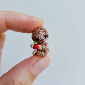 Custom Micro Sloth in a Red Gnome Cap. Dollhouse Miniature Tiny Sloth ...