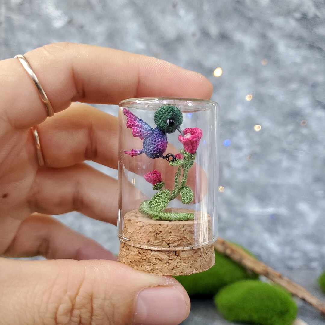 Custom Micro Hummingbird With a Flower. Dollhouse Miniature Hummingbird ...