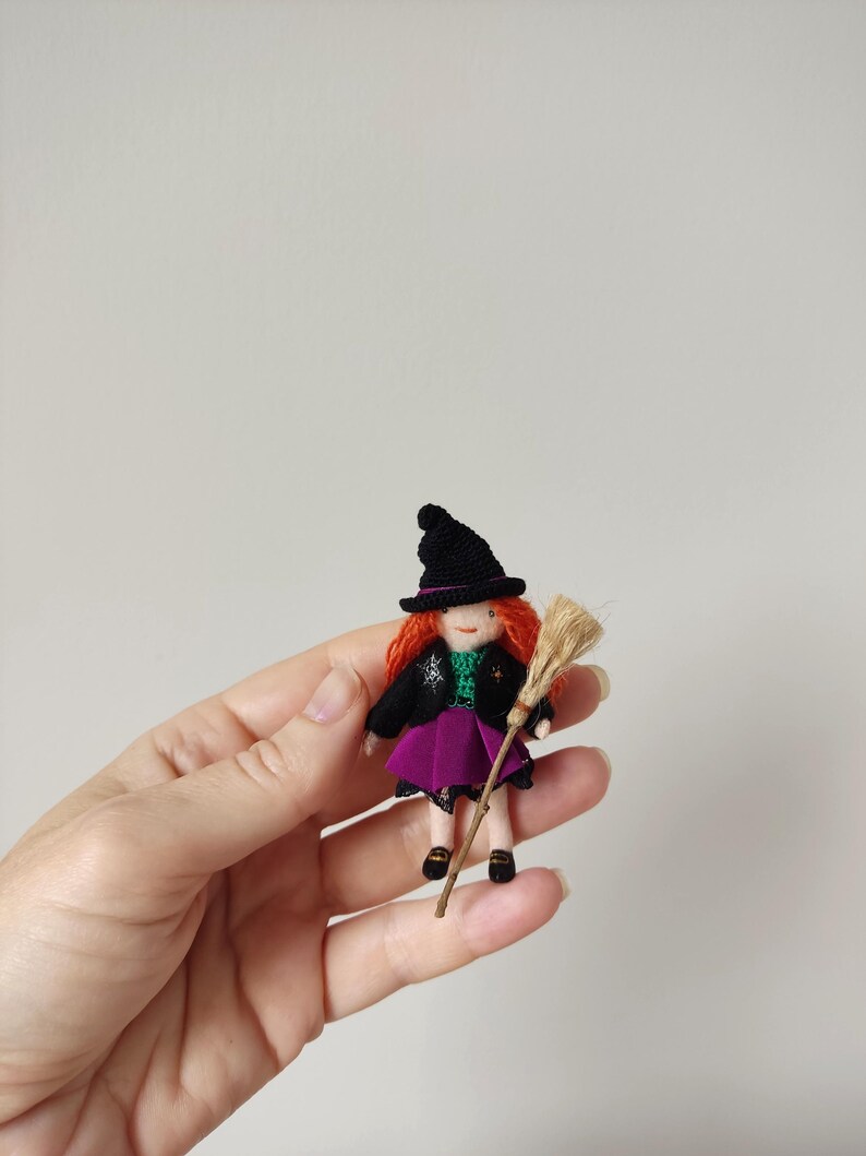 Mini Felt Witch Doll: Handmade Halloween Decor (2.5 Inch) - Etsy