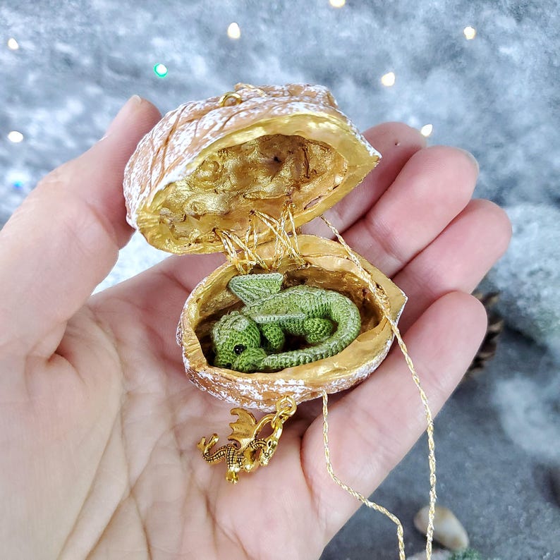 Custom Crochet Micro Dragon in Walnut Shell: Miniature Collectible ...
