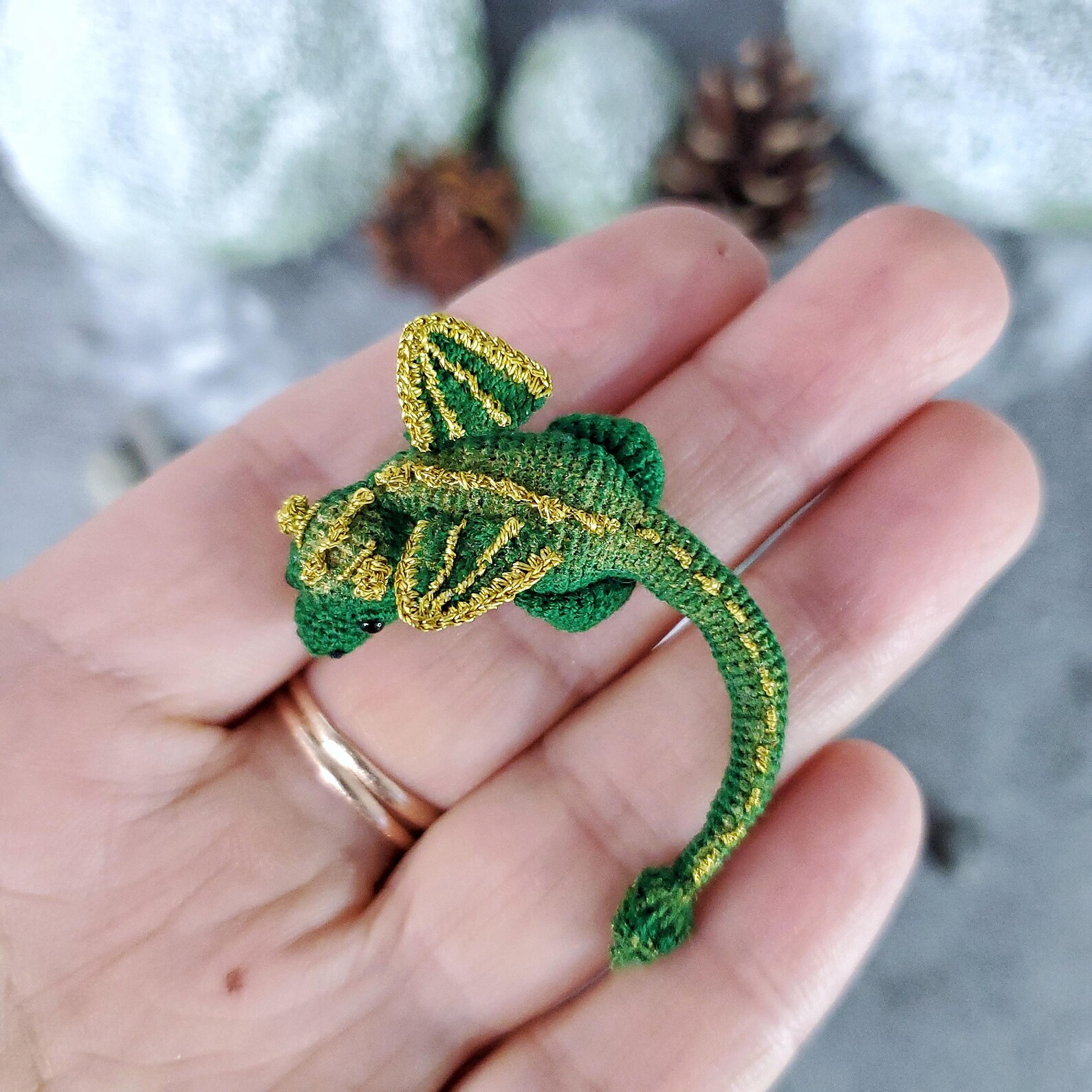Custom Crochet Micro Dragon in Walnut Shell: Miniature Collectible ...