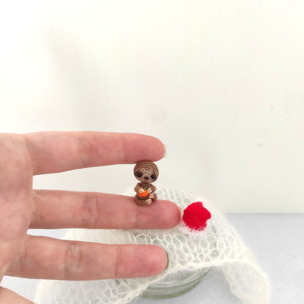 Custom Micro Sloth in a Red Gnome Cap Dollhouse Miniature Tiny - Etsy