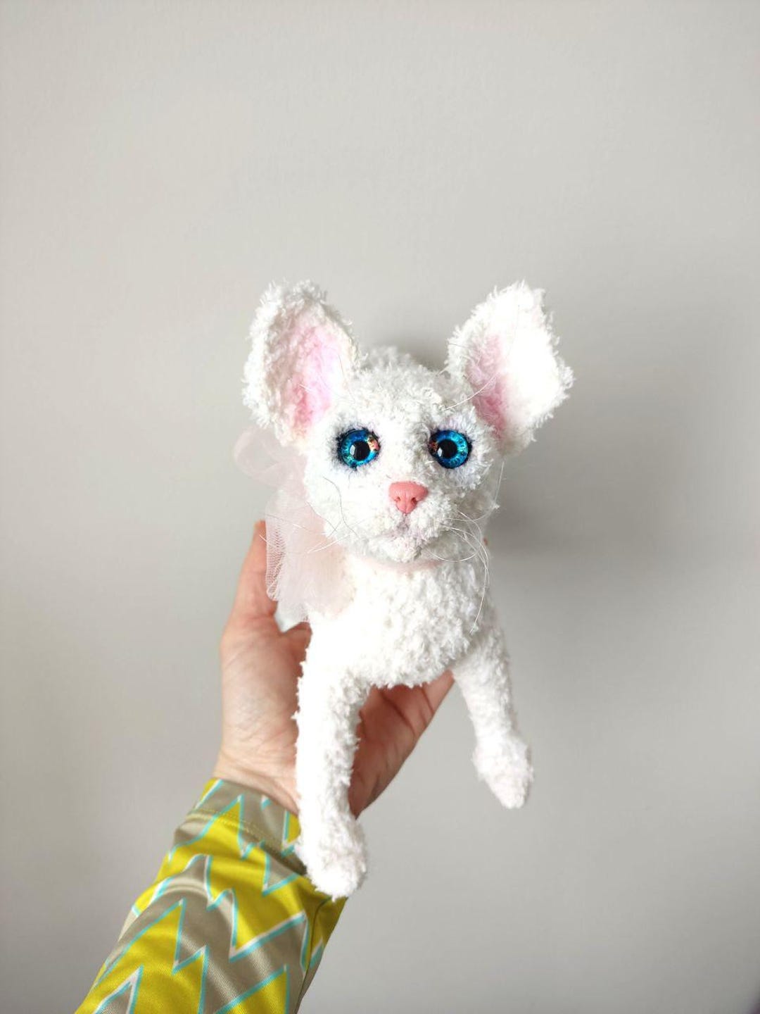 Devon Rex Cat Realistic Figurine. Art Doll Crocheted Stuffed Animal Toy ...
