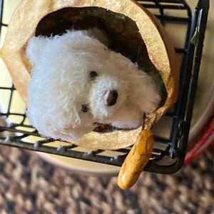 Cute Puppy in a Wicker Basket. Custom Micro Puppy Dollhouse Miniature ...