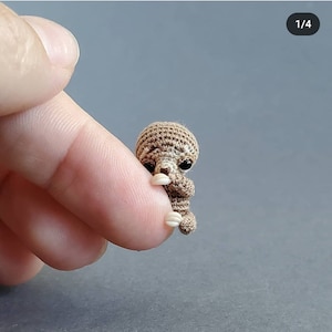 Custom Micro Sloth in a Red Gnome Cap. Dollhouse Miniature Tiny Sloth ...