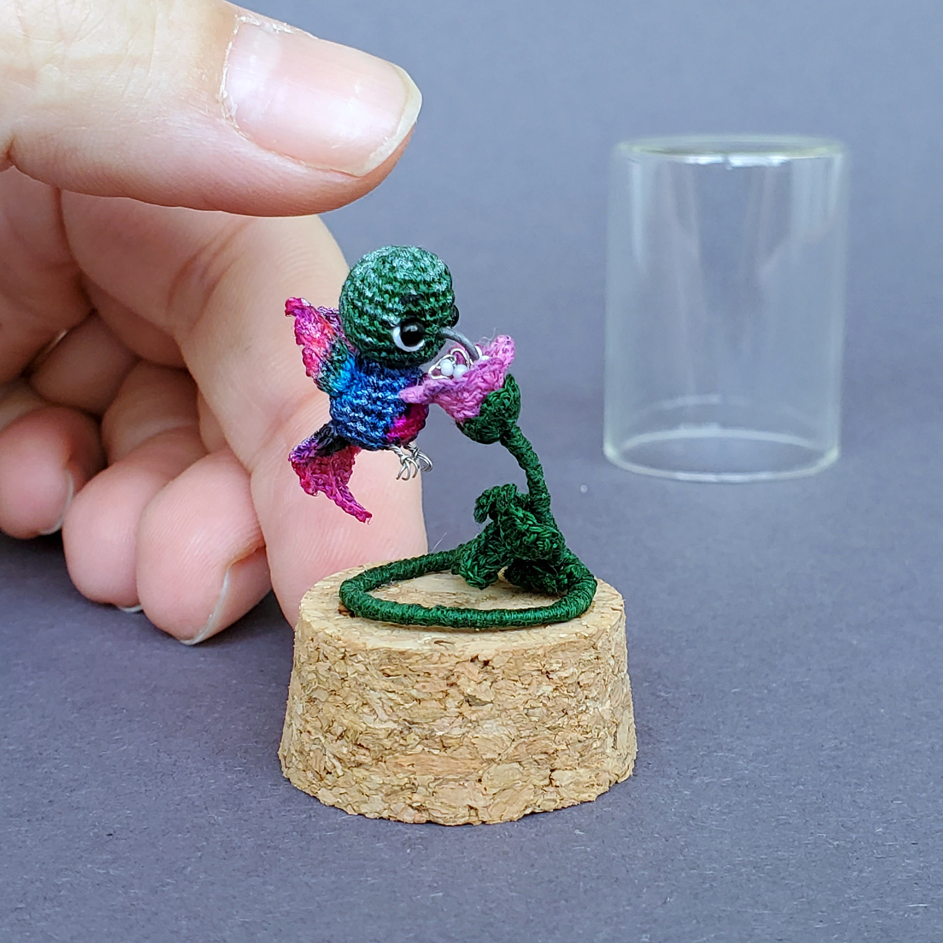 Custom Micro Hummingbird With Flower Dollhouse Miniature - Etsy