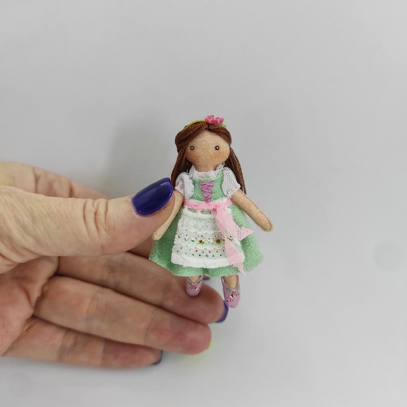 Custom MINI Doll 2.2 Inches in Alpine Mint Dirndl Dress - Etsy