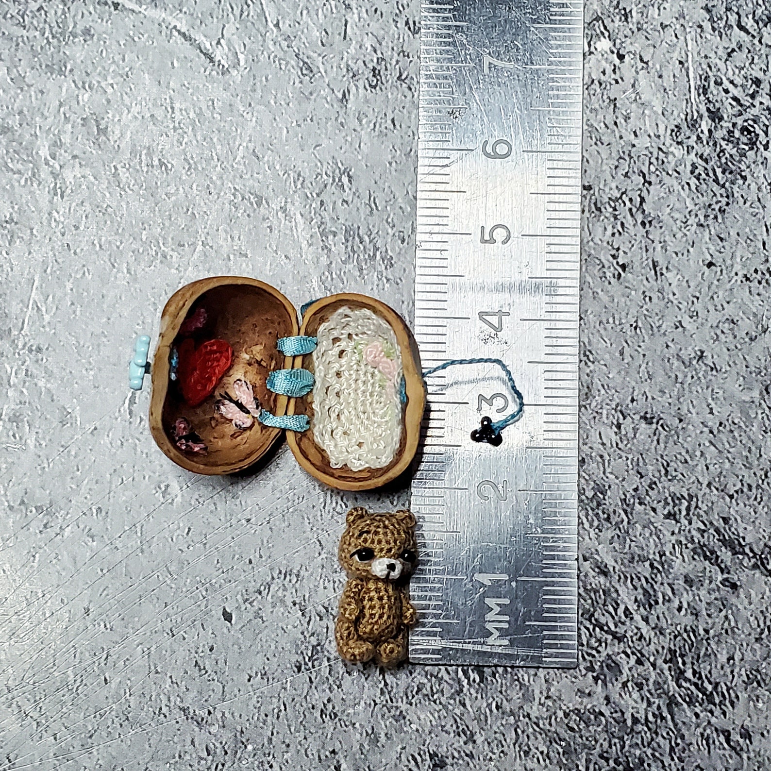 Custom Extremely Micro BEAR in Shell of Natural Forest Nuts hazelnuts ...