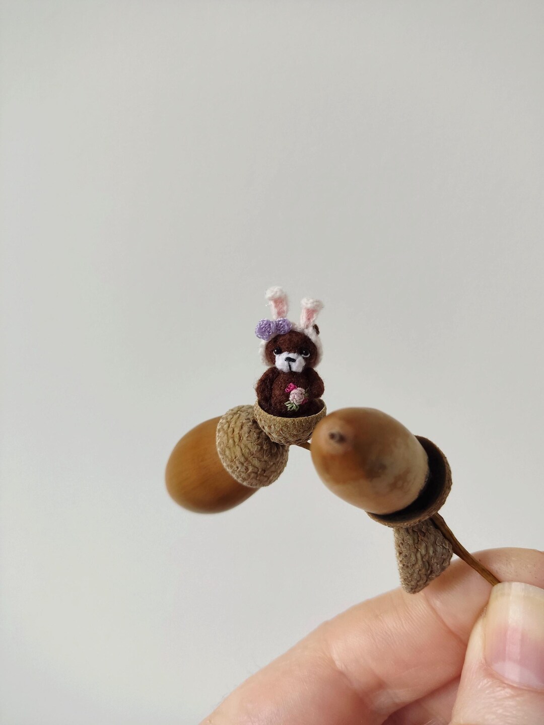 Custom Tiny BEAR Dollhouse Miniature Tiny Brown Bear. Doll Pet Bear ...