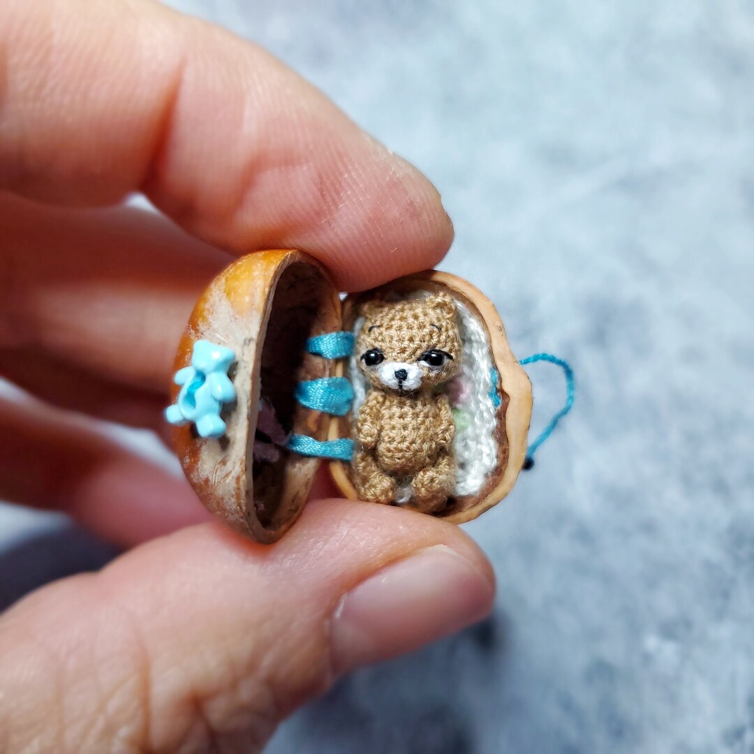 Custom Extremely Micro BEAR in Shell of Natural Forest Nuts (hazelnuts ...