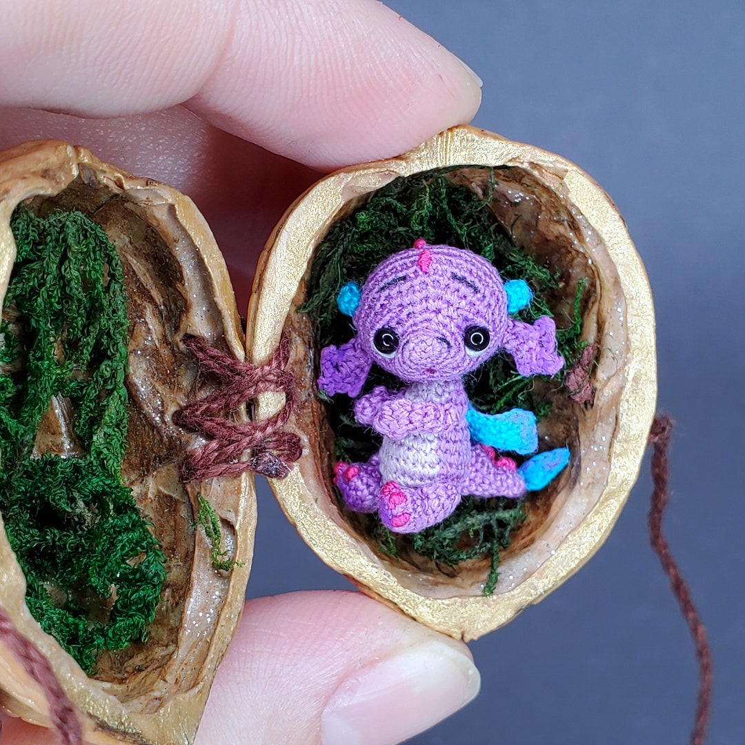 Custom Micro Baby Dragon in Walnut. Dollhouse Miniature Tiny Dragon ...