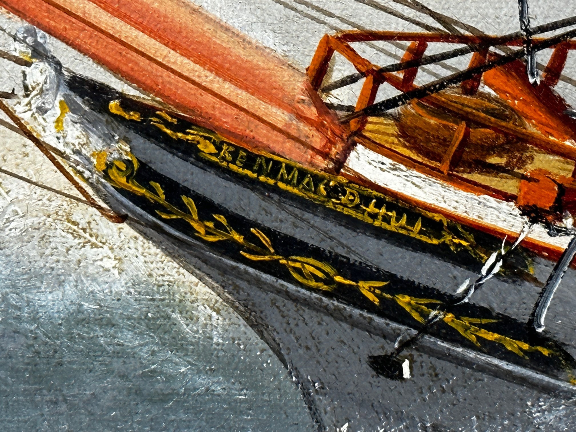 Victorian Seascape Oil Painting Clipper Sailing Ship Swamped Distress ...