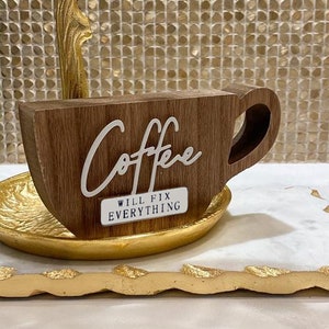 Wooden Small Coffee Sign for Counter Top Decoration, Cute Coffee Sign ...