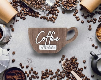 Wooden Small Coffee Sign for Counter Top Decoration, Cute Coffee Sign ...