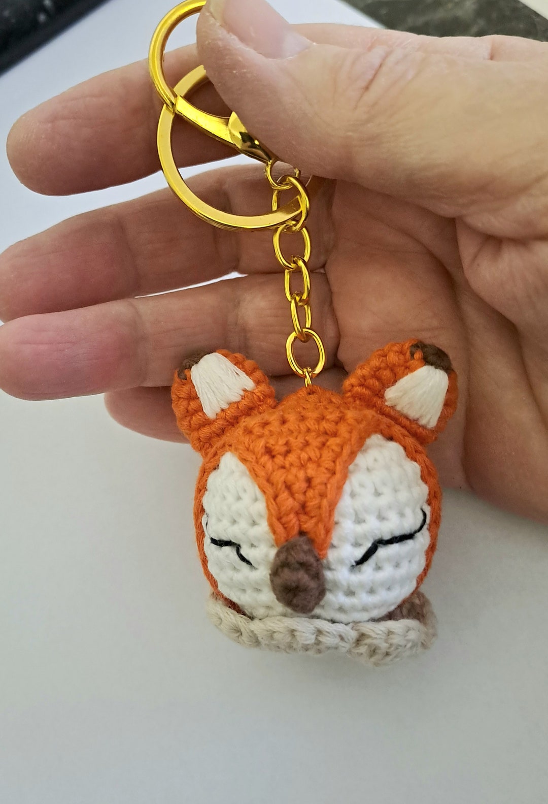 Hand Crocheted Fox Key Ring, Key Ring and Carabiner Clip - Etsy