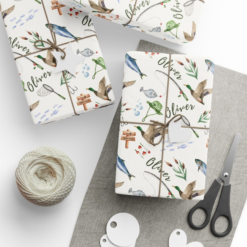 Fishing Personalized Wrapping Paper Gift Wrap for Dad Custom Duck Gift ...