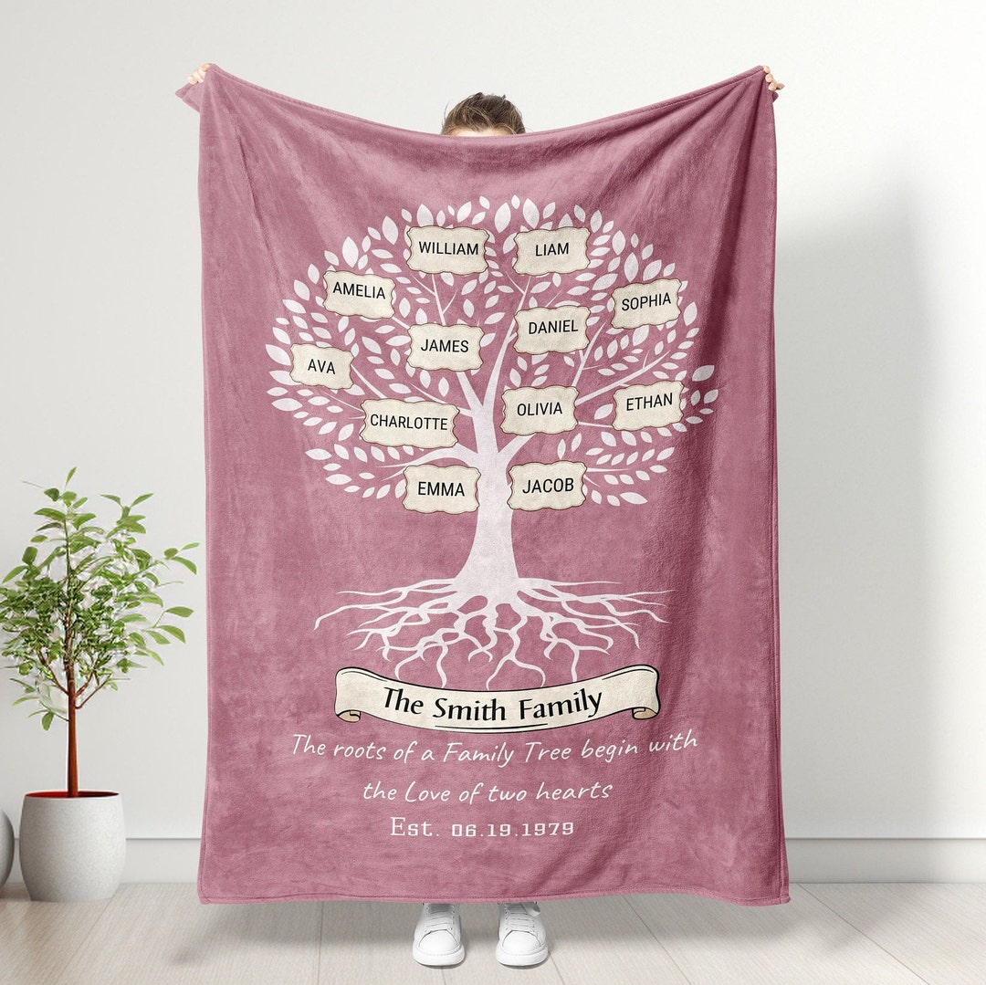 Personalized Family Blanket, Family Tree Blanket, Custom Grandchildren ...