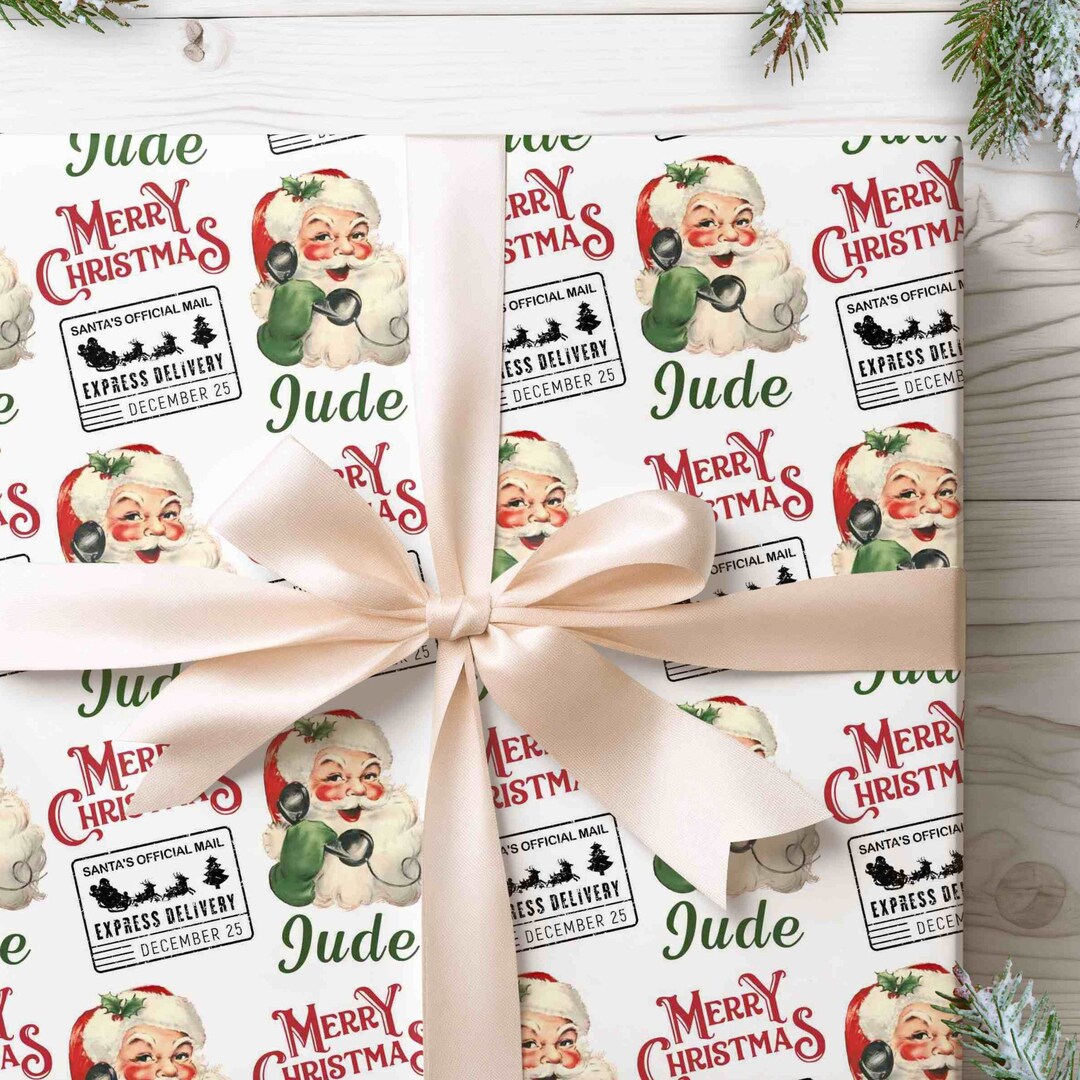 Santa Personalized Christmas Wrapping Paper, Christmas Decorative Gift ...