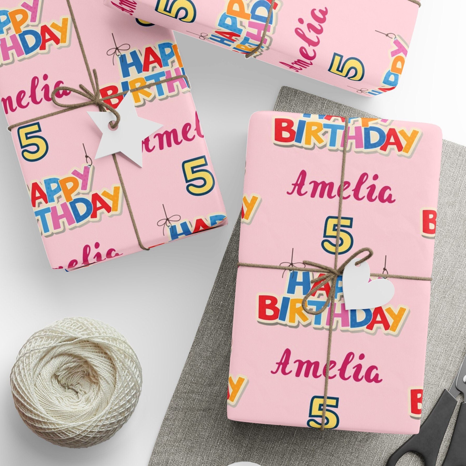 Happy Birthday Personalized Wrapping Paper Birthday Name Gift Wrap Kids ...