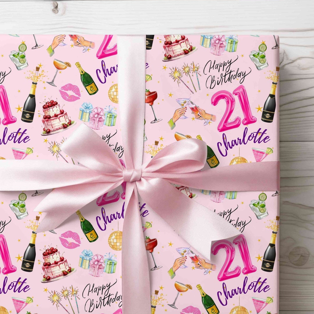 21st Birthday Personalized Gift Wrap Custom Birthday Wrapping Paper ...