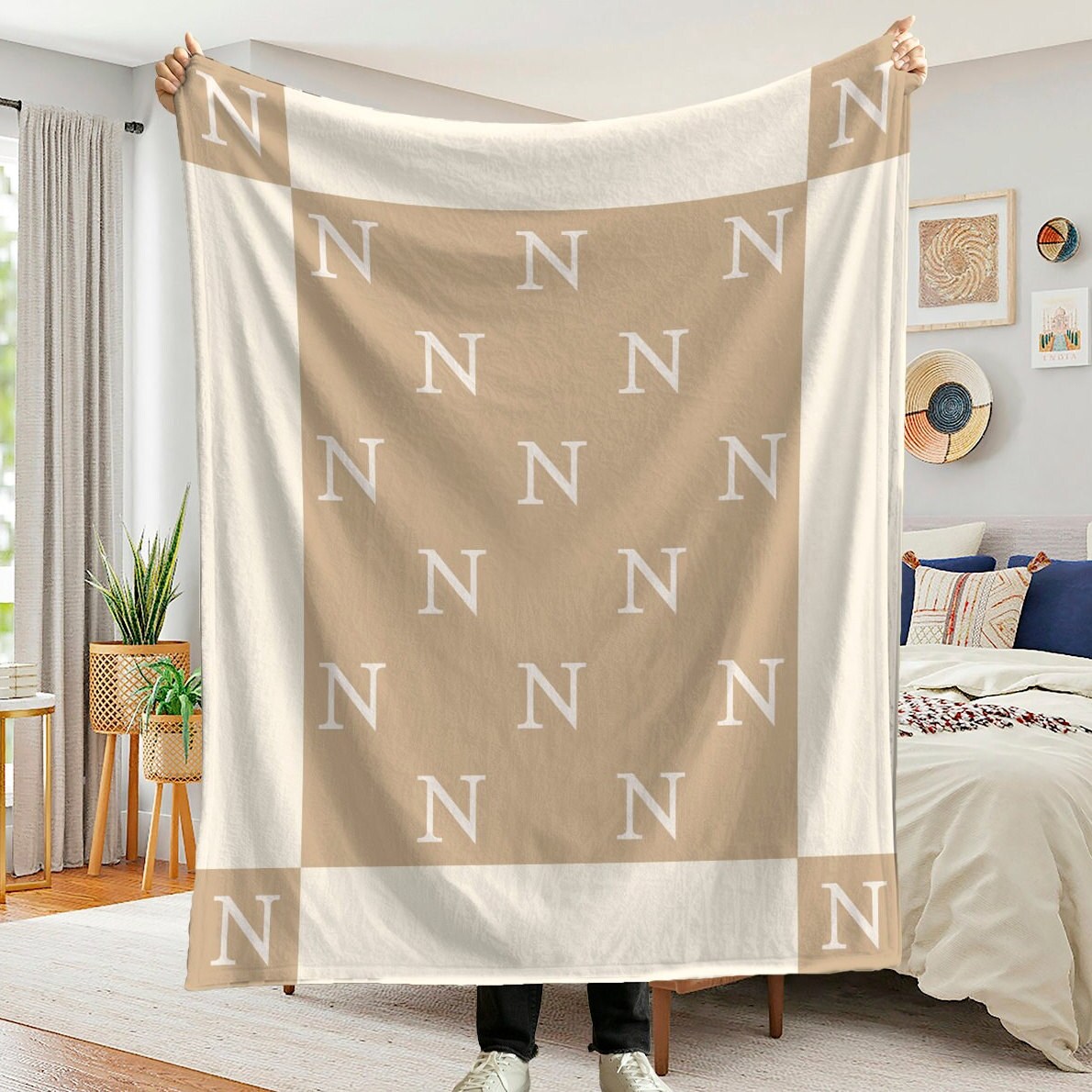 Initial Name Color Throw, Housewarming Gift, Monogram Blanket, First ...