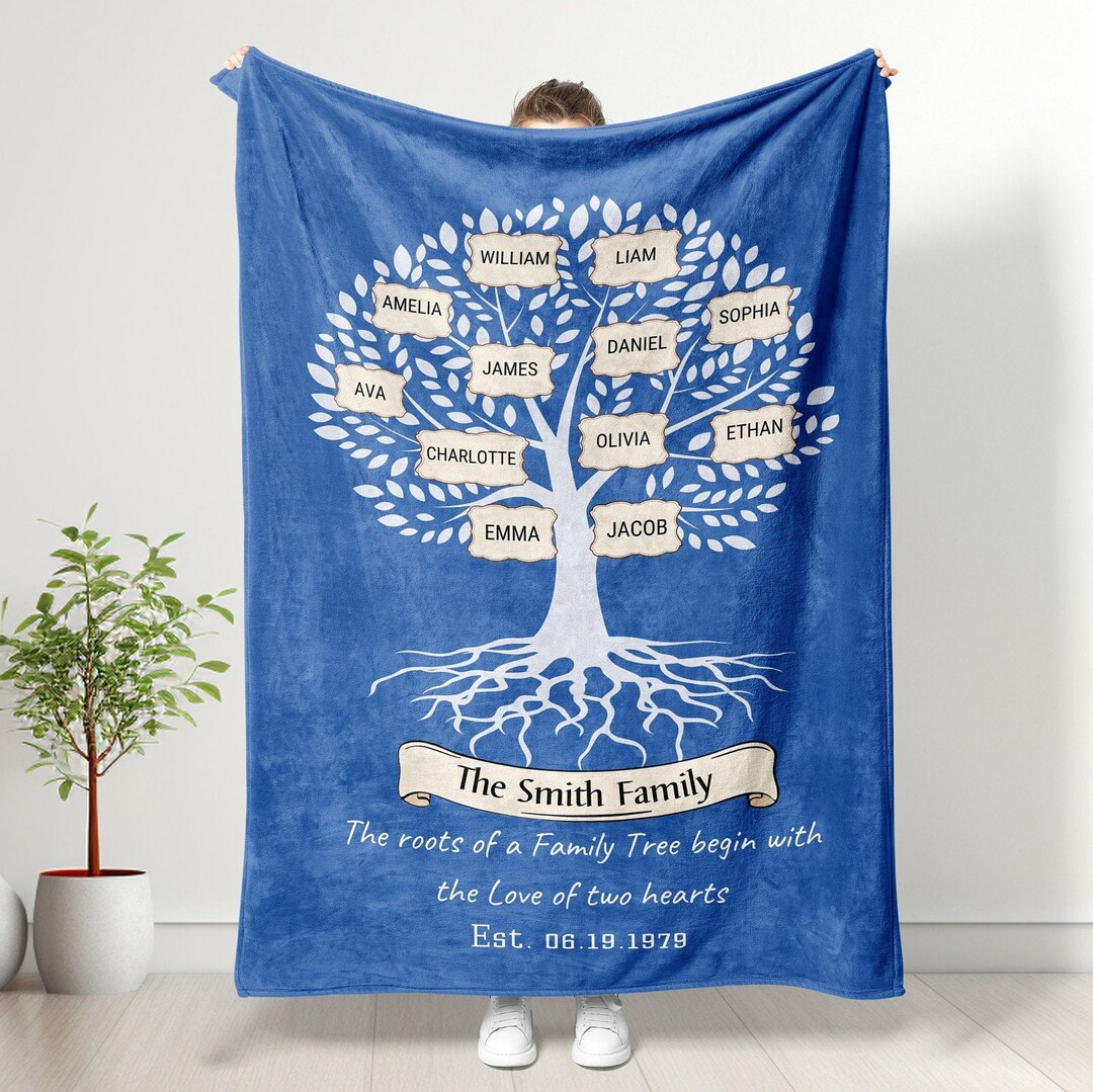 Personalized Family Blanket, Family Tree Blanket, Custom Grandchildren ...