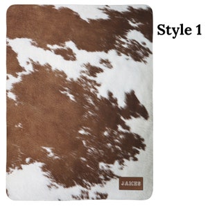 Cowhide Print Monogram Blanket Personalized Blanket Western Blanket ...