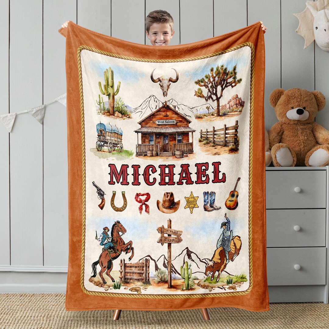 Personalized Cowboy Baby Blanket: Western Rodeo Nursery Decor - Etsy