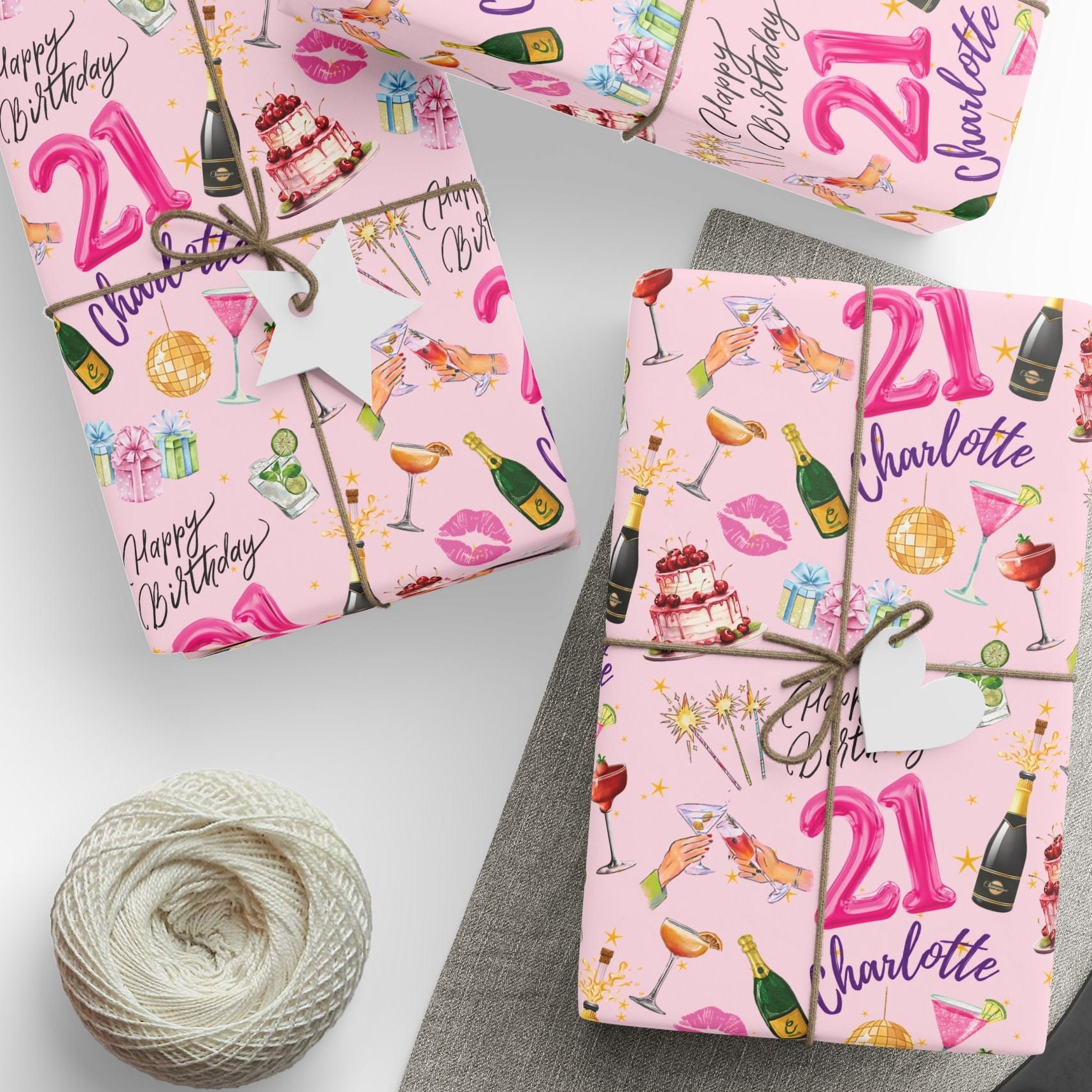 21st Birthday Personalized Gift Wrap Custom Birthday Wrapping Paper ...