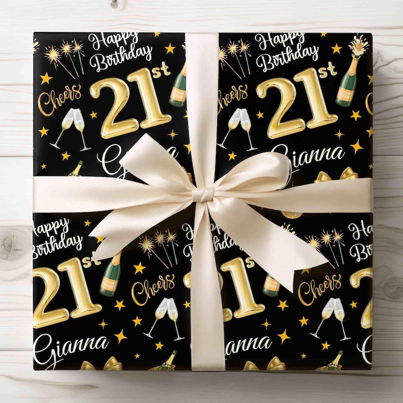21st Birthday Personalized Gift Wrap Custom Birthday Wrapping Paper ...
