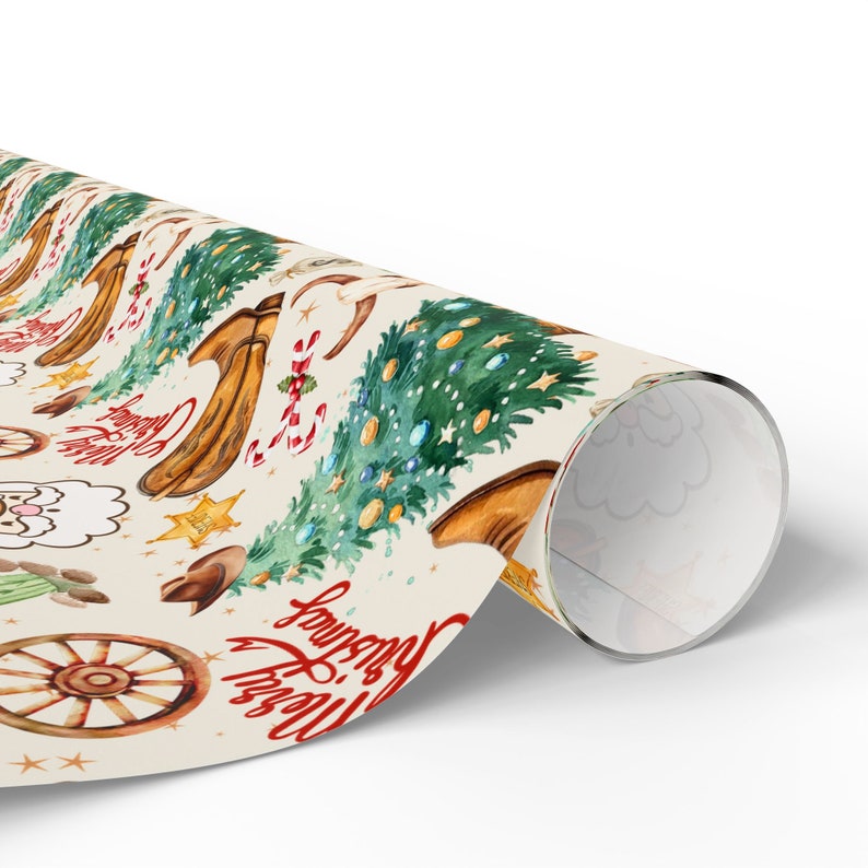 Western Christmas Wrapping Paper, Cowboy Christmas Gift Wrap, Christmas ...