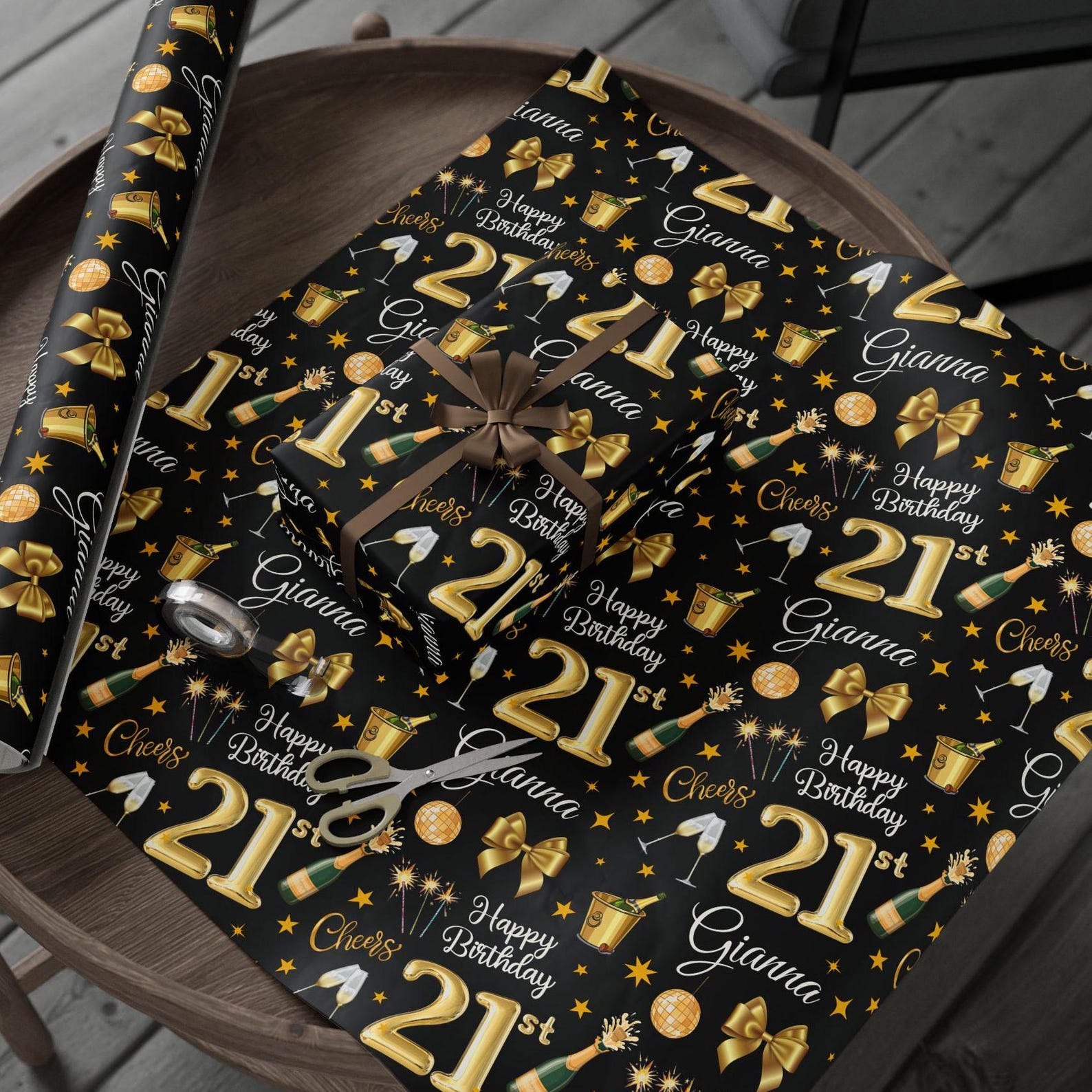 21st Birthday Personalized Gift Wrap Custom Birthday Wrapping Paper ...