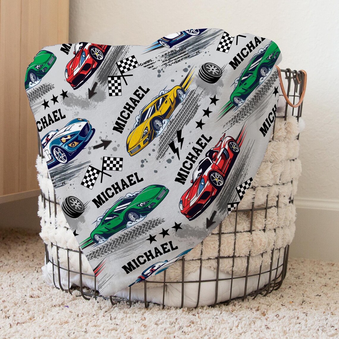Personalized Race Car Blanket: Custom Name Fleece Blanket for Boys - Etsy