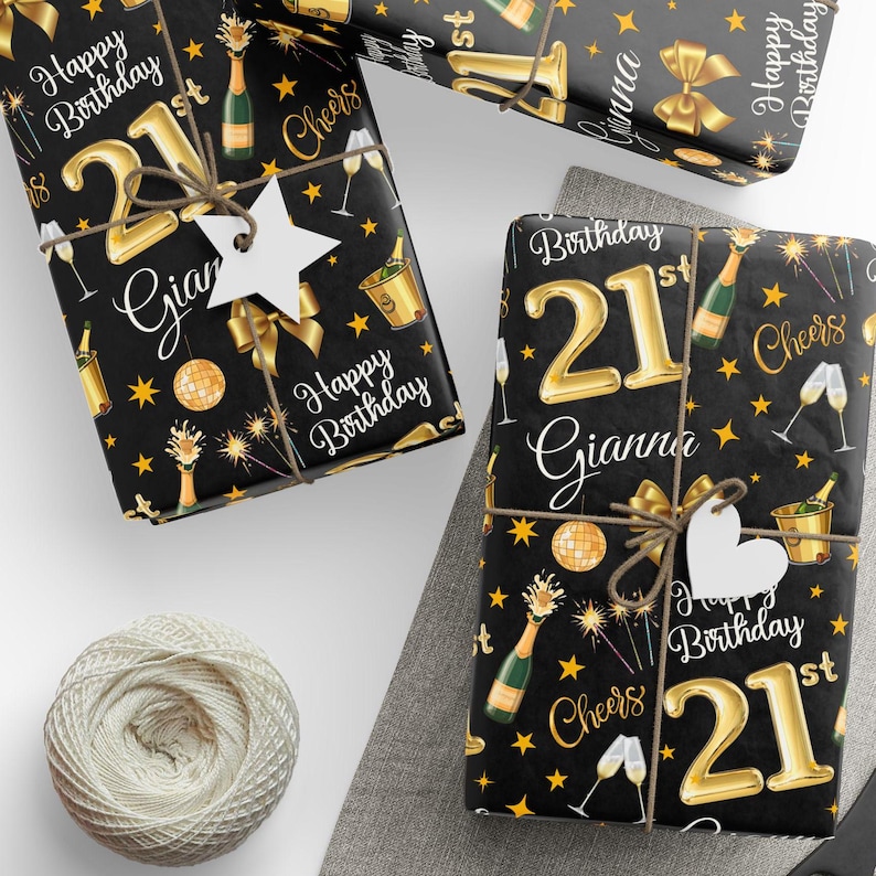 21st Birthday Personalized Gift Wrap Custom Birthday Wrapping Paper ...