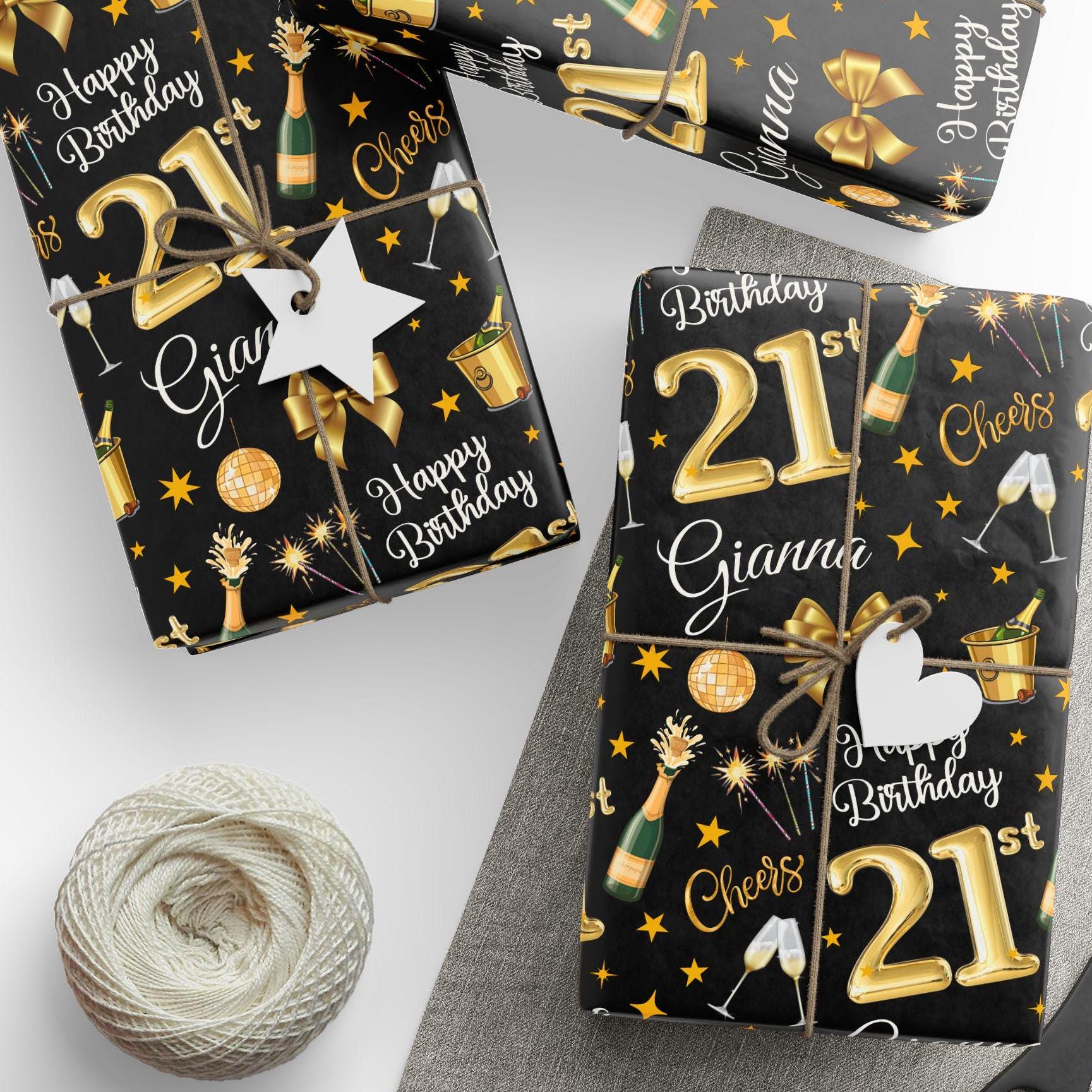 21st Birthday Personalized Gift Wrap Custom Birthday Wrapping Paper ...