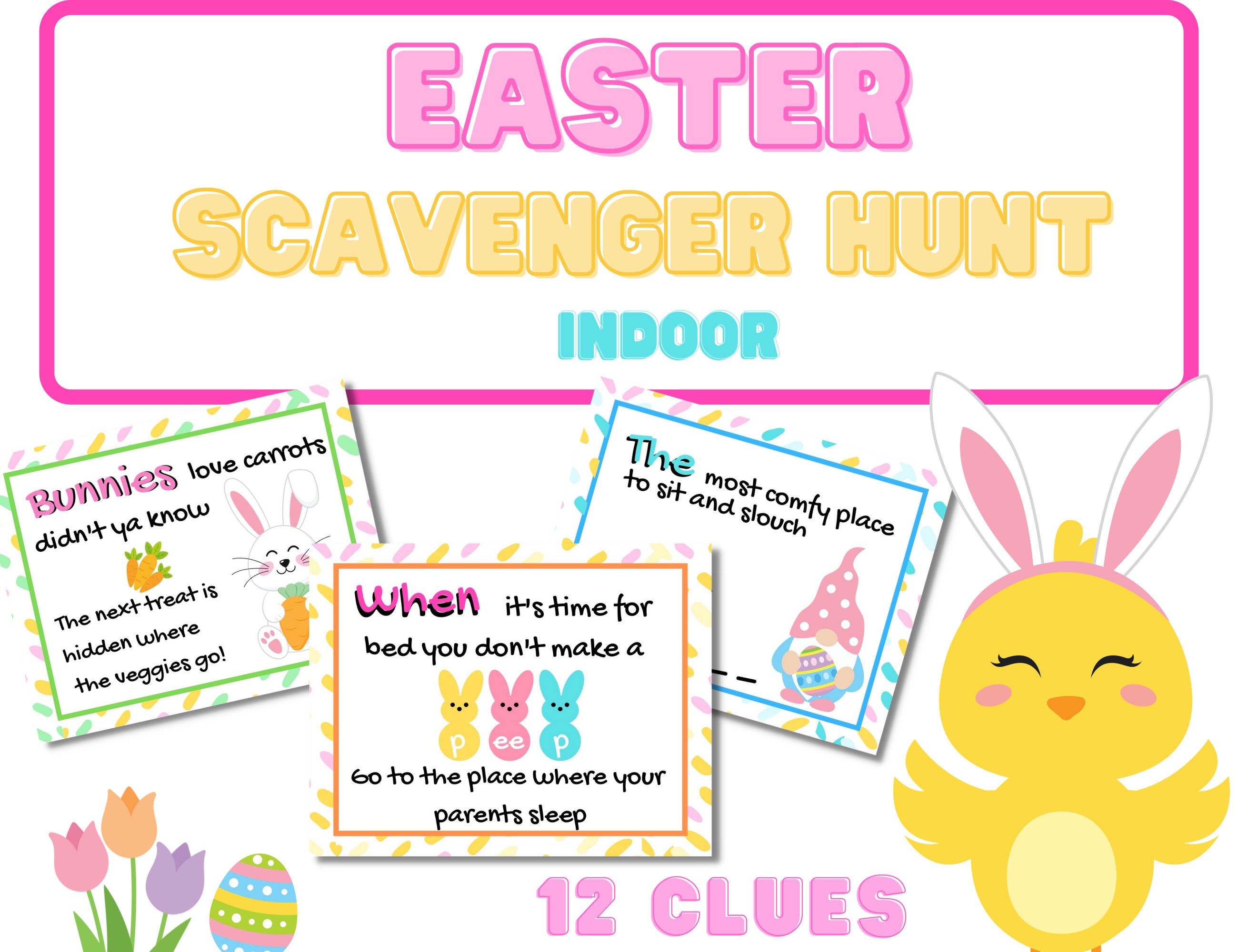 Easter Scavenger Hunt | Indoor Easter Egg Hunt | Printable Game for ...