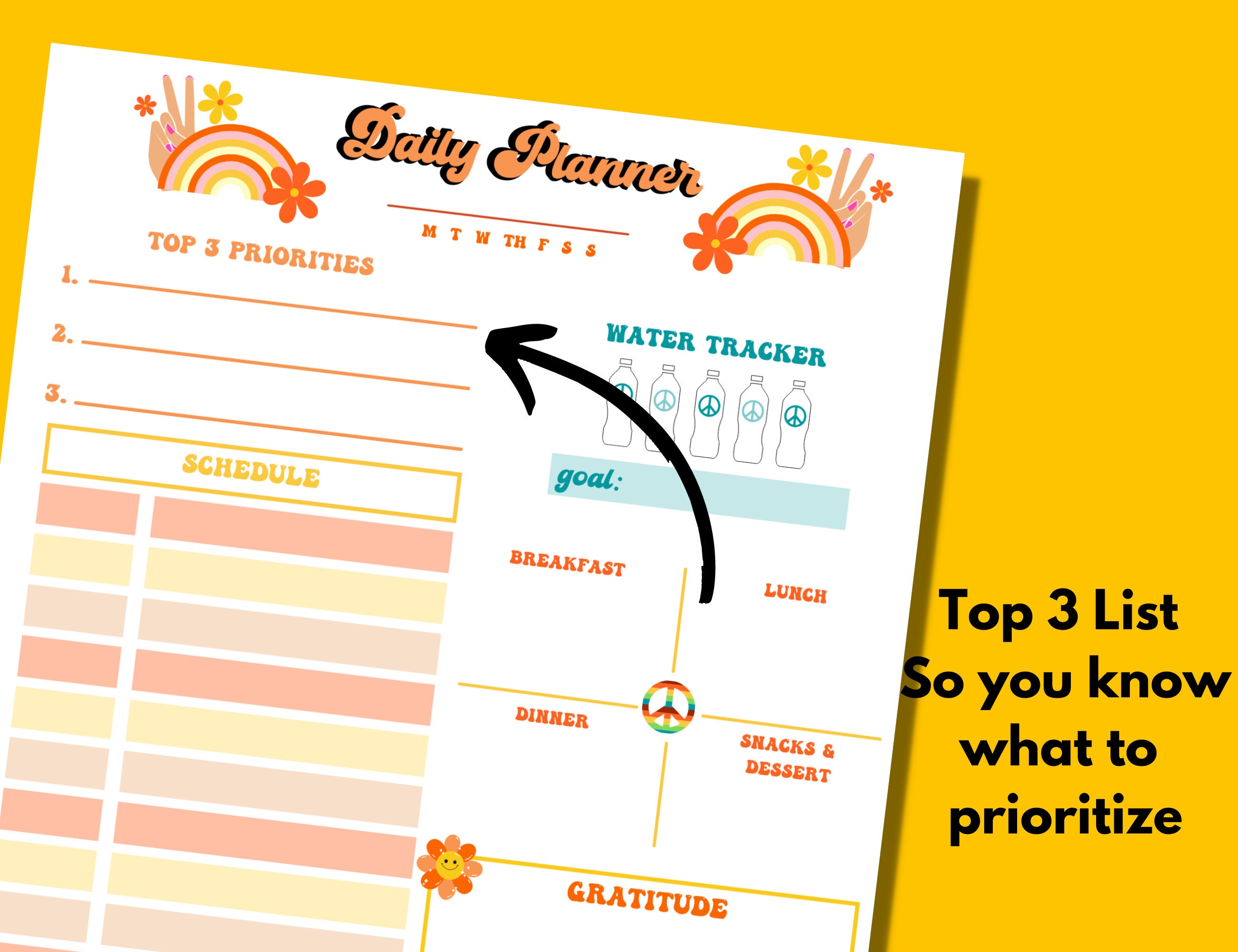 Groovy Daily Planner Printable Retro Planner Daily Schedule Digital to ...