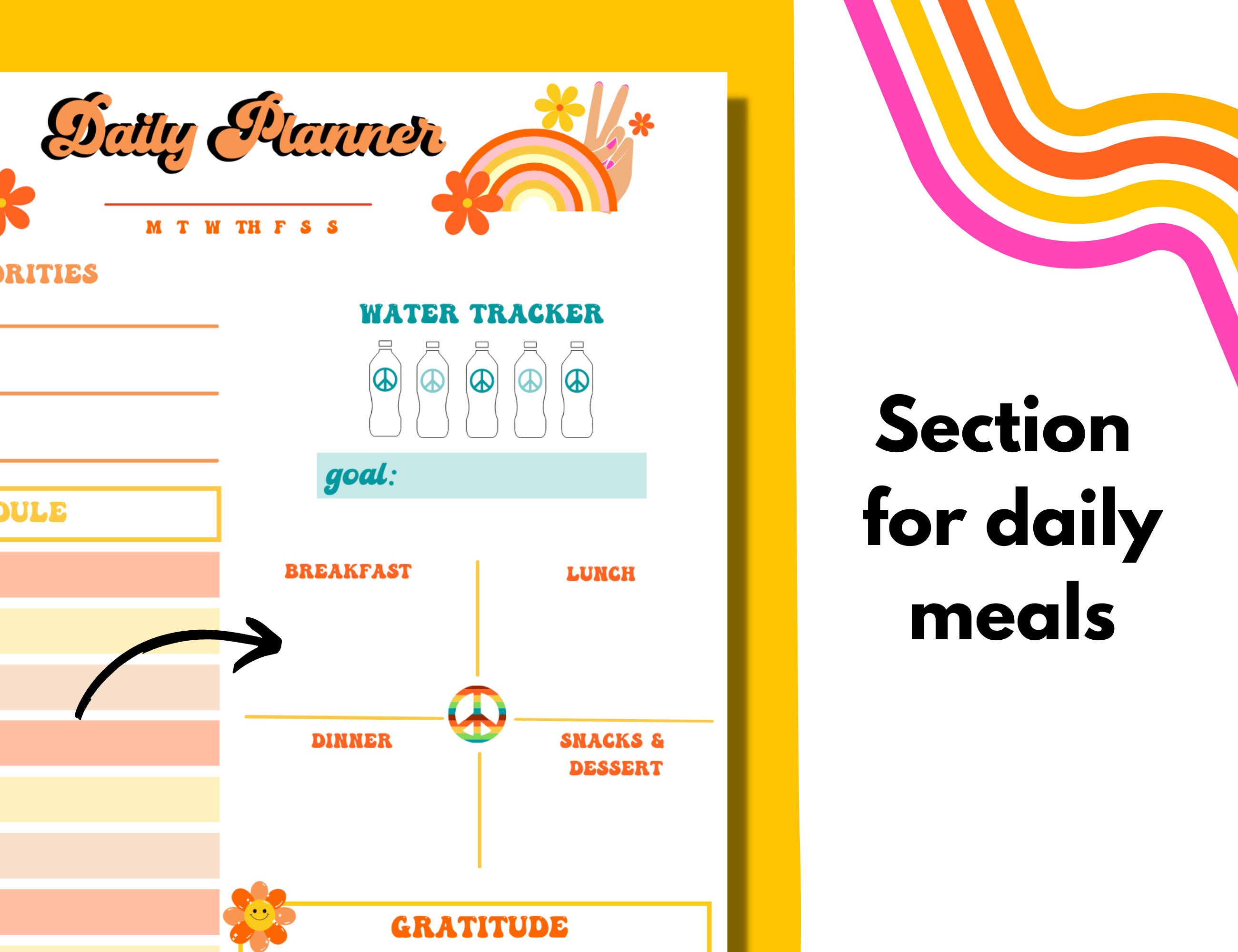 Groovy Daily Planner Printable Retro Planner Daily Schedule Digital to ...